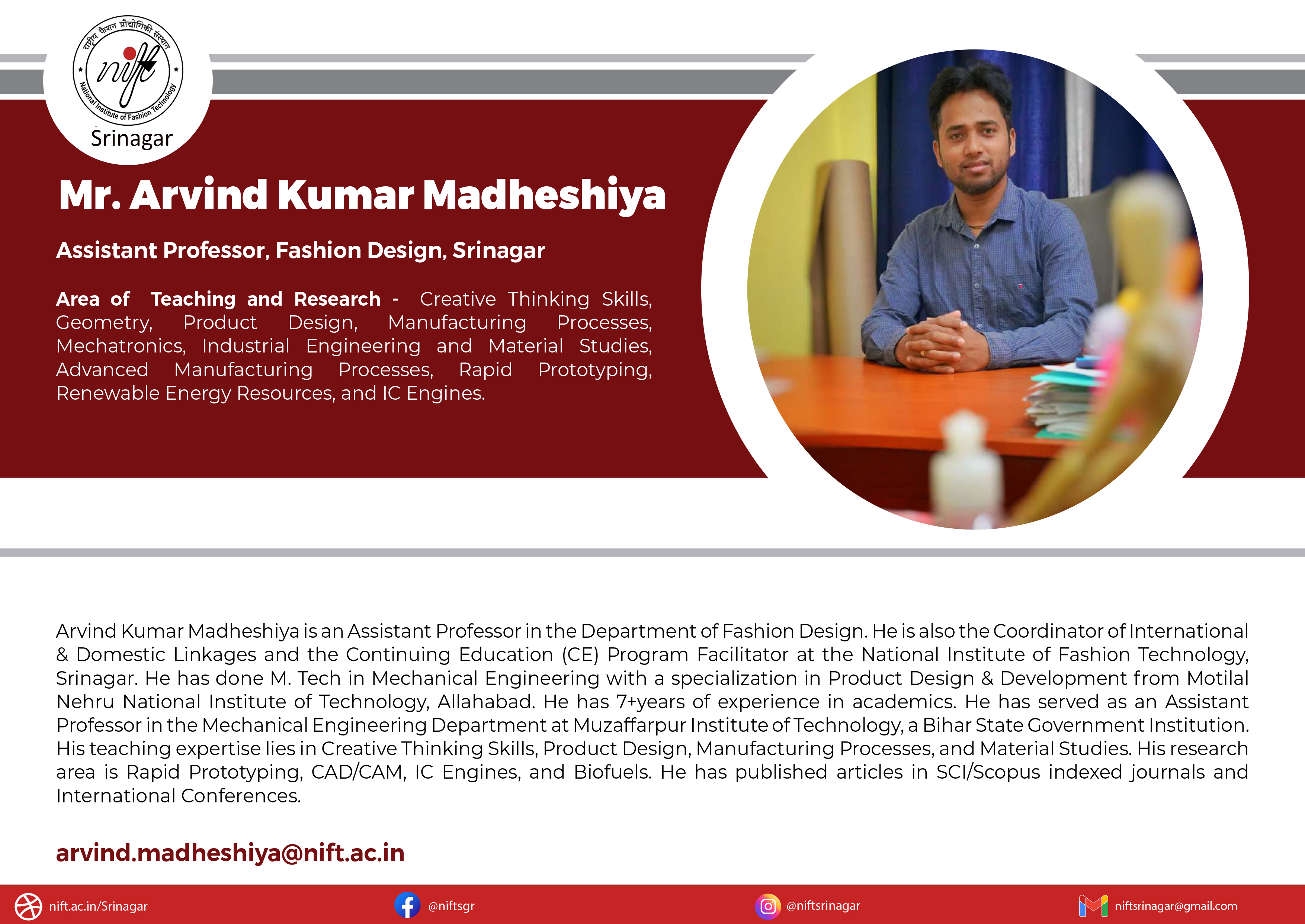 NIFT Srinagar Faculty Profile | Srinagar